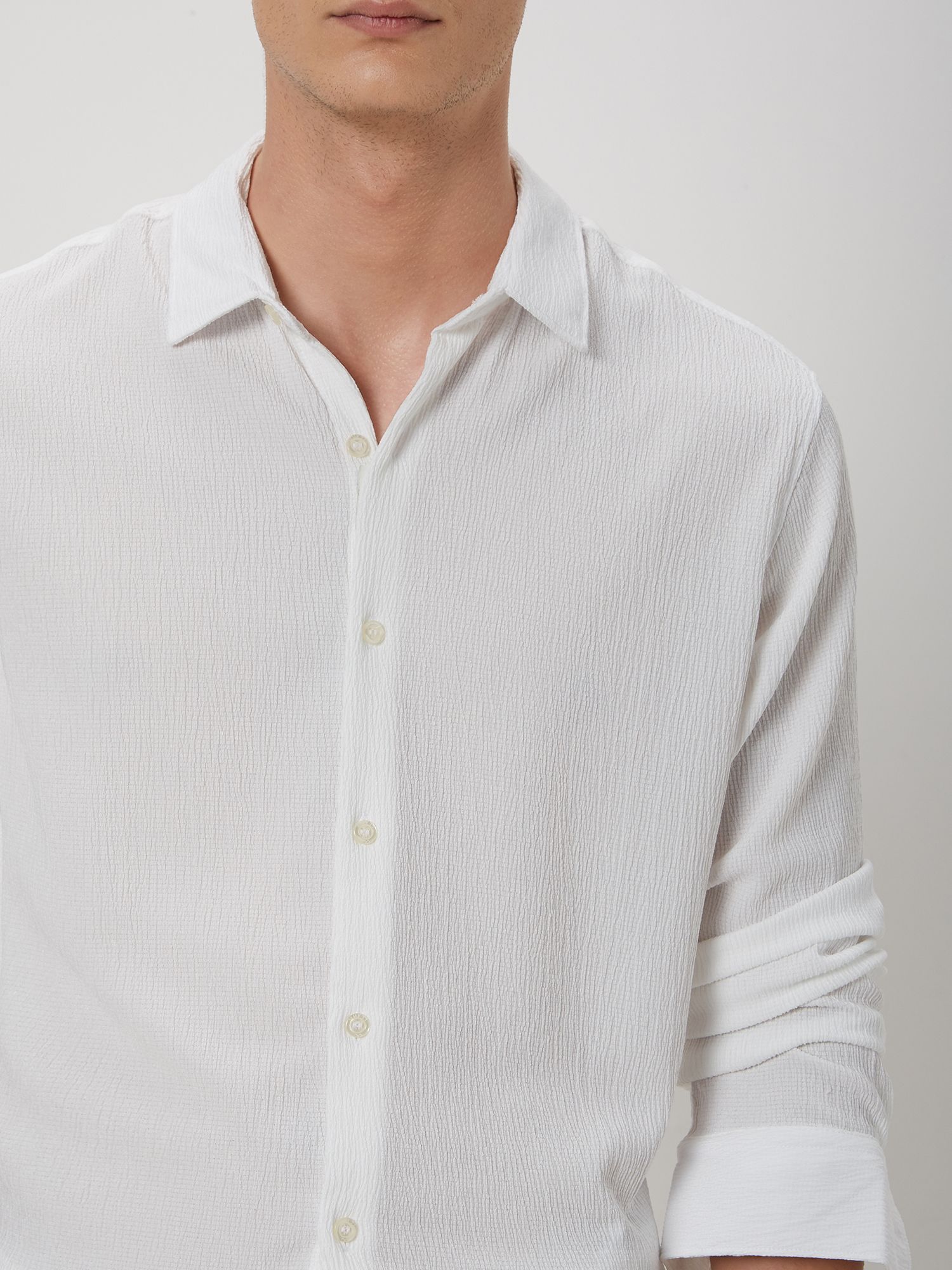 Buy White Textured Plain Stretch Shirt Online at Muftijeans