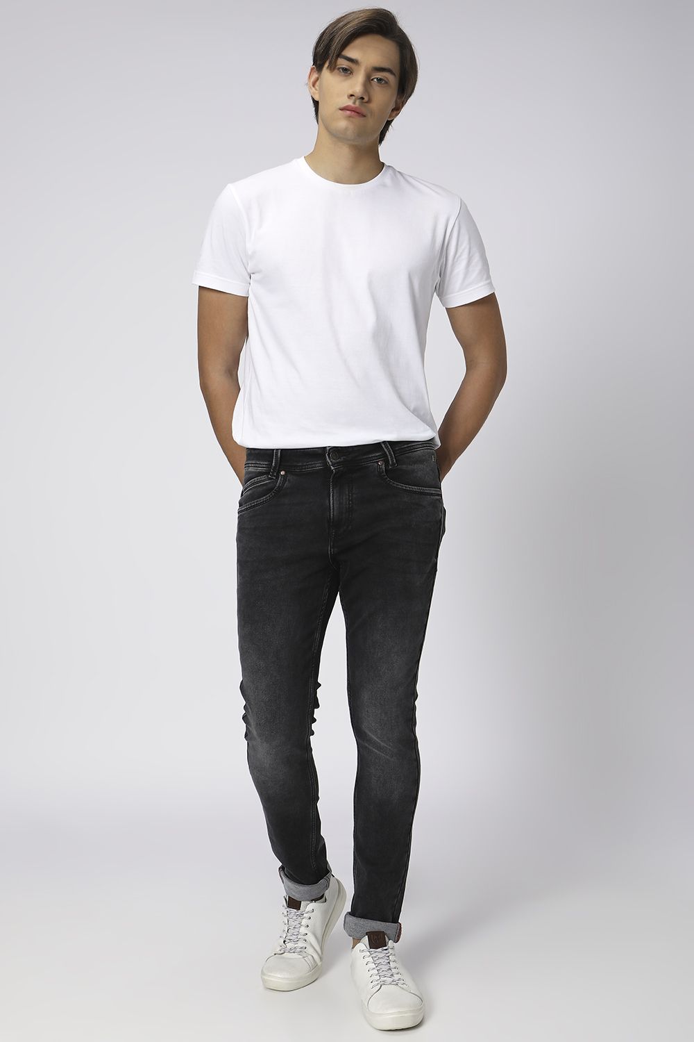 Buy Mufti Black Skinny Fit Denim Deluxe Stretch Jeans At