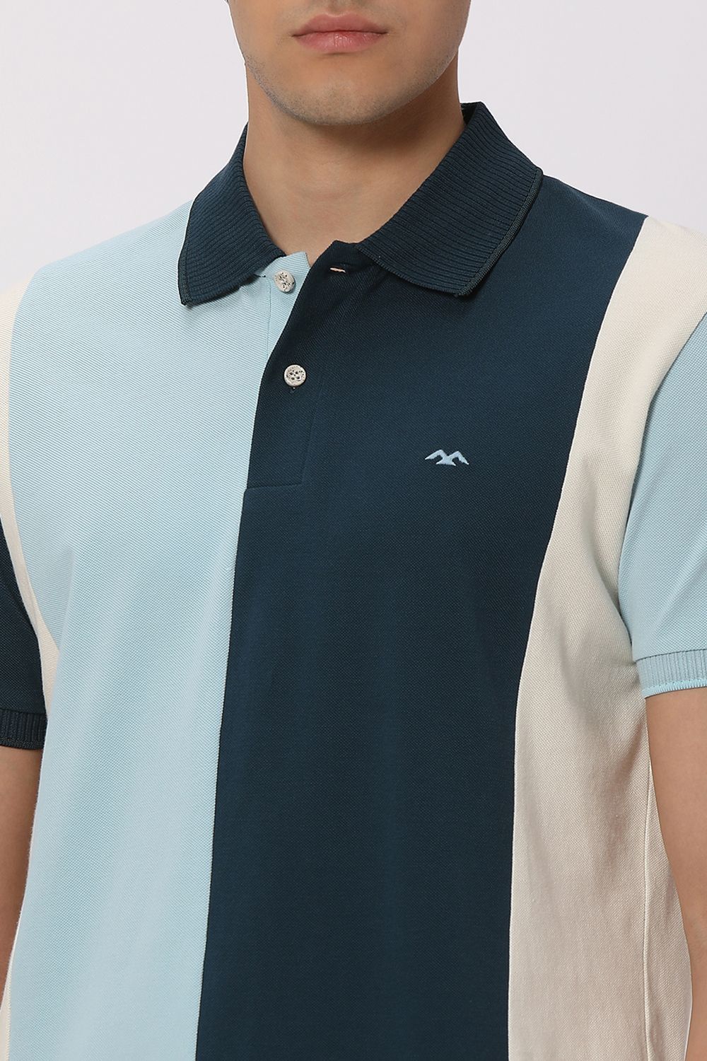 Buy Pastel Light Blue & White Cut & Sew Pique Polo T-shirt Online at ...