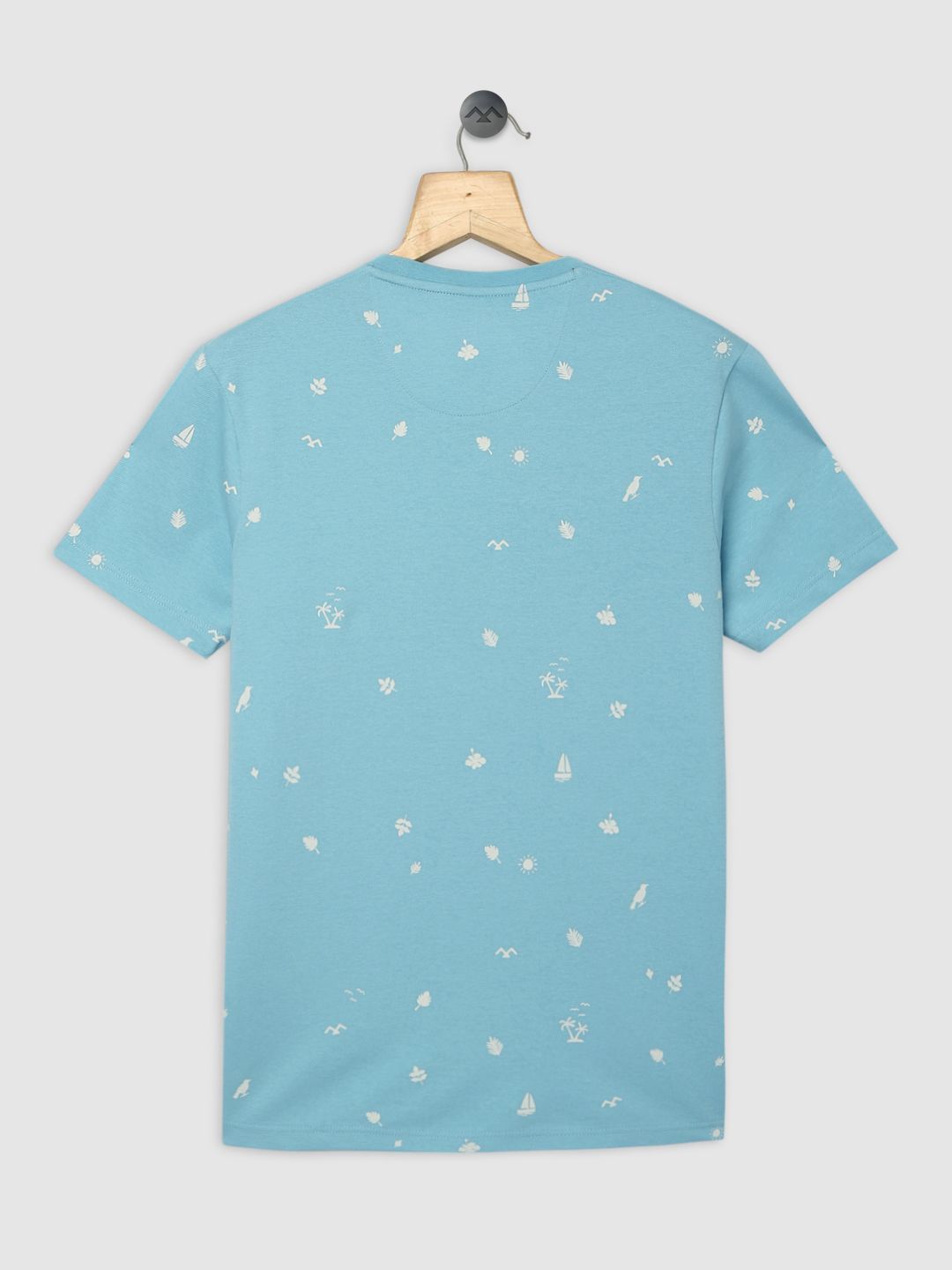 Buy Light Blue & White Leaf Print T-shirt Online at Muftijeans